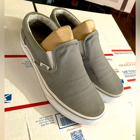 Vans | Shoes | Vans Gray Slip On Sneakers | Poshmark